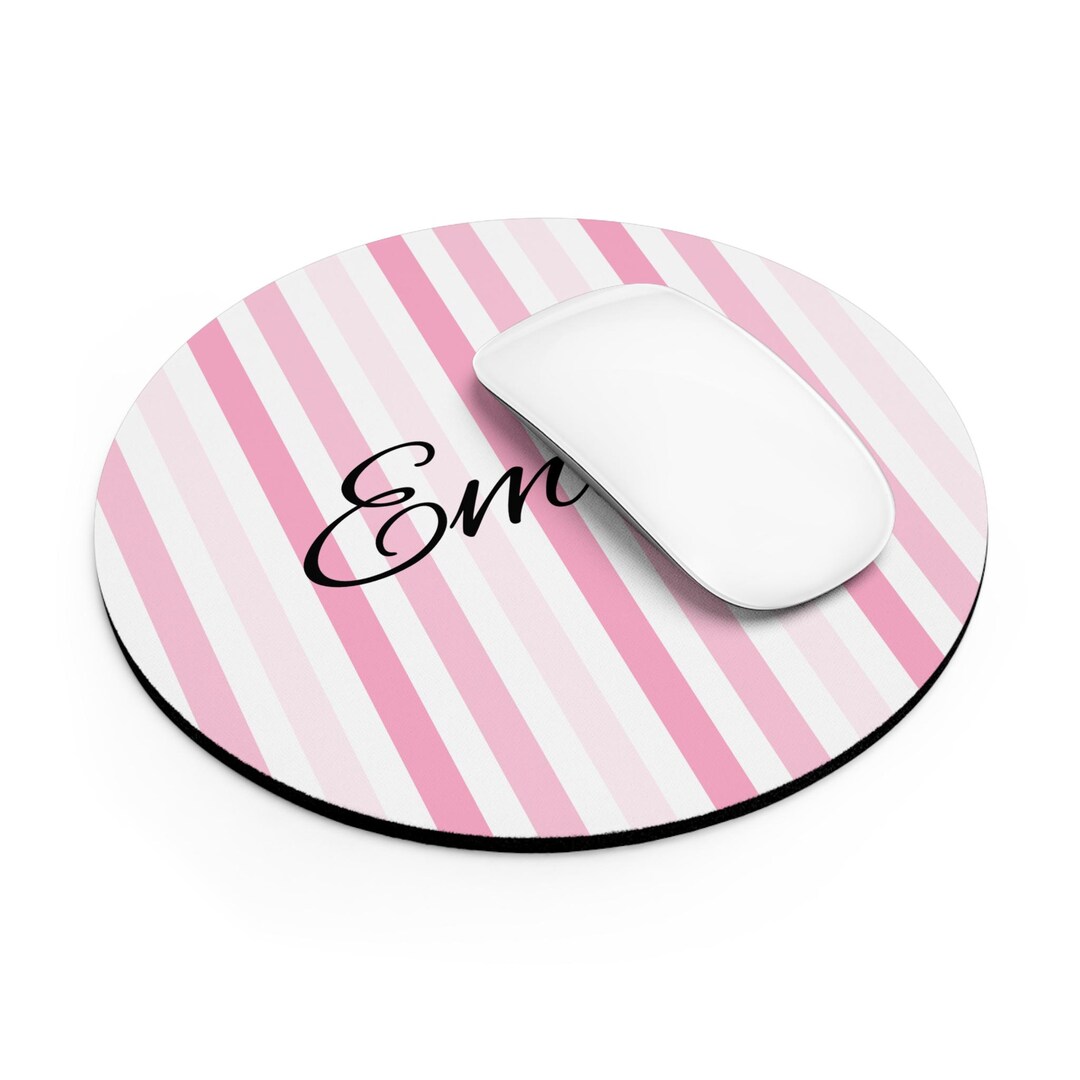 Preppy Mouse Pad, Pink Striped Mouse Mat, Cottage Chic Plaid Mouse Pad ...