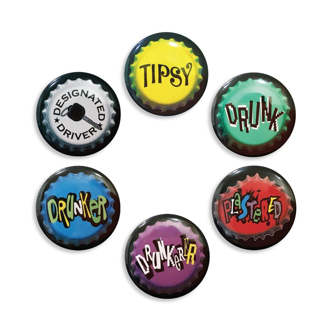 Set of 6 - Bachelor, Bachelorette Party Drinking Pinback Buttons, - 1.5 ...