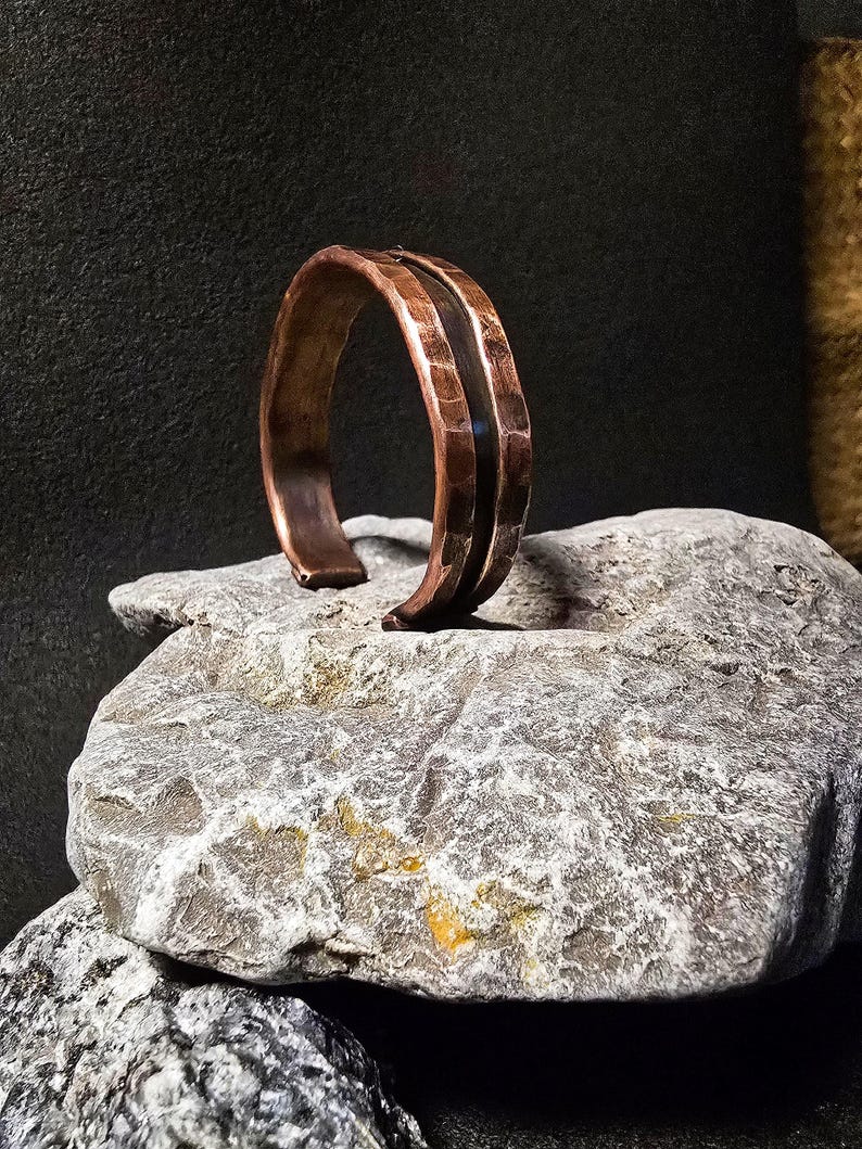 Hammered Copper Bracelet, Copper Cuff Bangle, Arthritis Bracelet, 7th Anniversary Gift, Pure ...