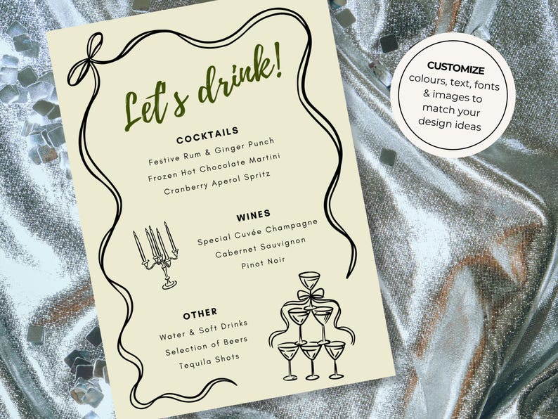 Editable New Year’s Eve Party Sign Bundle | Hand-drawn | Welcome, Bar ...