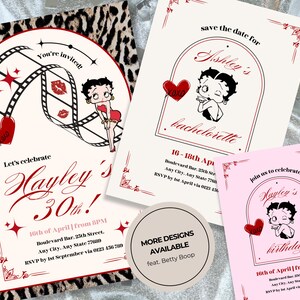 Betty Boop Birthday Invitation Comic Reel Frame | Editable Canva ...