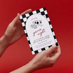 Retro Game Night Invitation Flyer | Ace of Hearts Card Game Dice ...