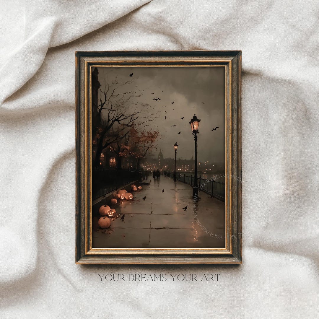 Vintage Spooky Moscow Street Scene - Printable Halloween Art, Dark ...