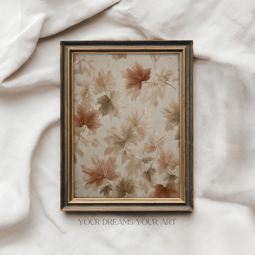 Rustic Maple Leaf Pattern Wallpaper, Printable Autumn Wall Art, Cozy ...