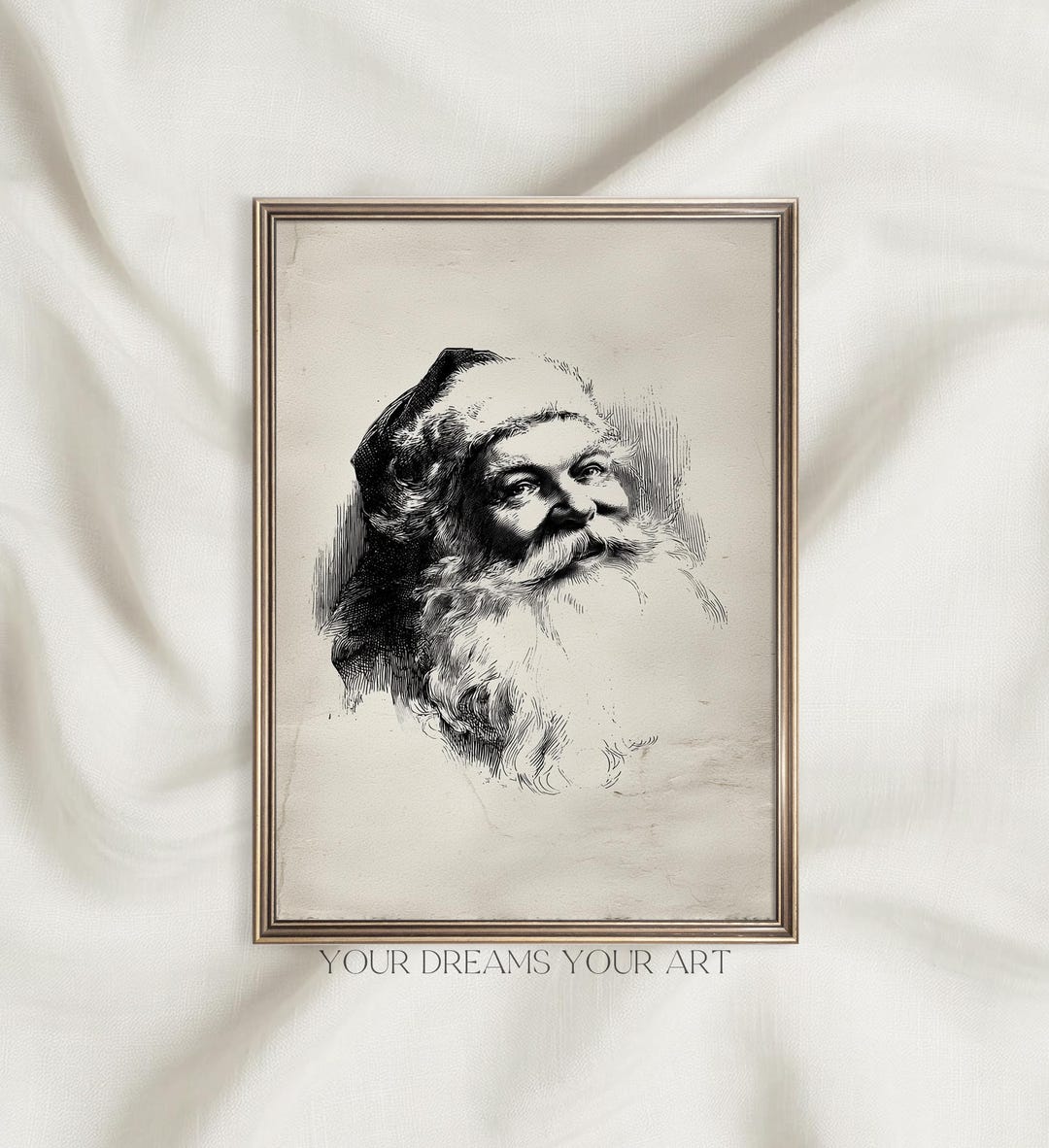 Vintage Santa Claus Portrait Print, Classic Christmas Wall Art ...