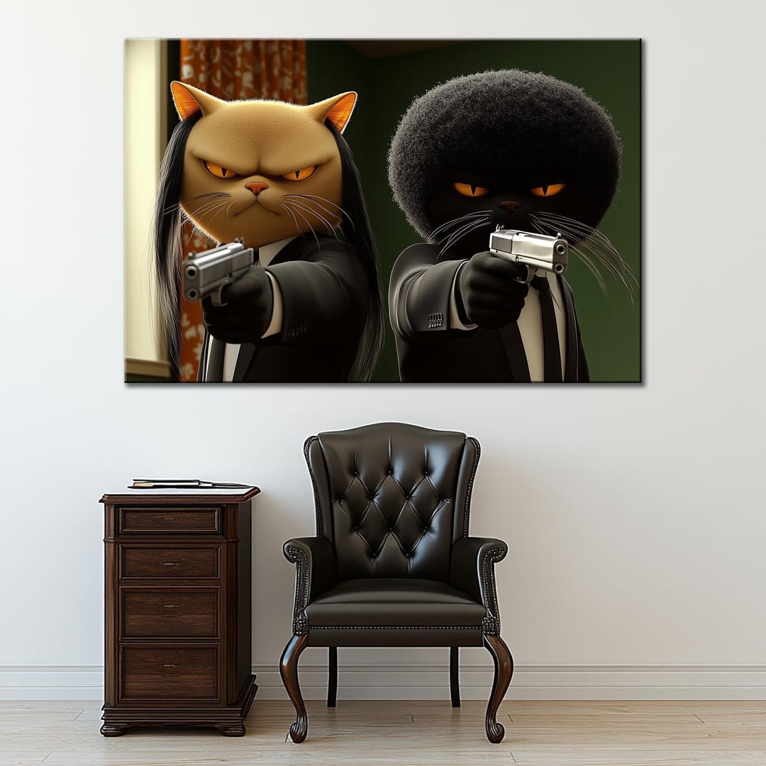 Funny Gangster Cats Canvas Wall Art: Mafia Cat Lover Gift - Etsy