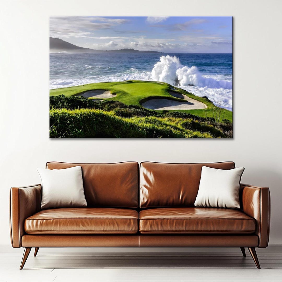 Pebble Beach Golf Course Canvas Print: Coastal Ocean Landscape Wall Art ...