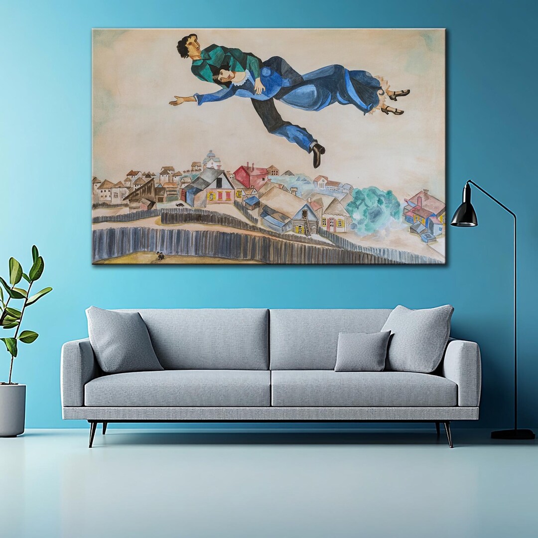 Marc Chagall "over the Town" Canvas Print: Surrealist Living Room Wall ...