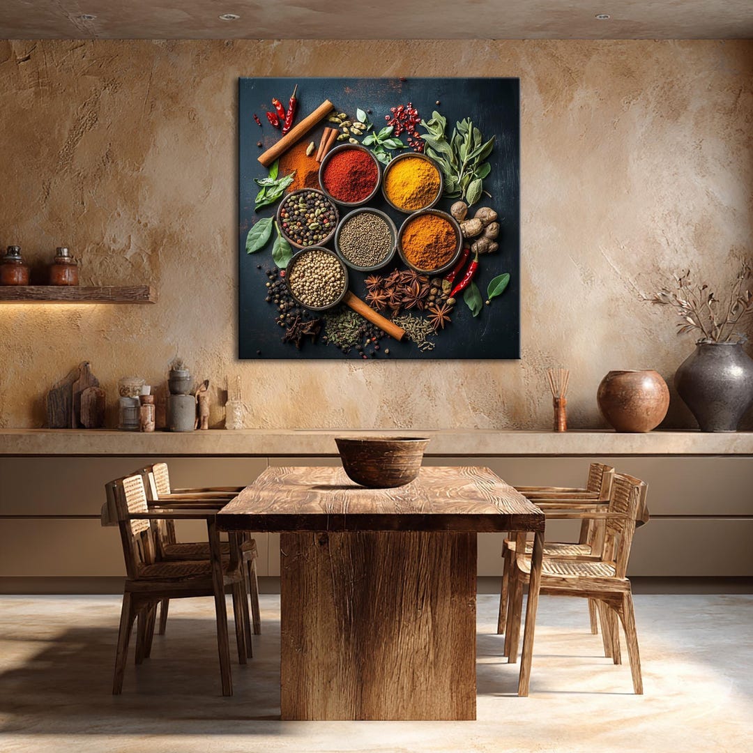 Spice Art Print: Colorful Herbs & Seasonings Kitchen Canvas - Etsy