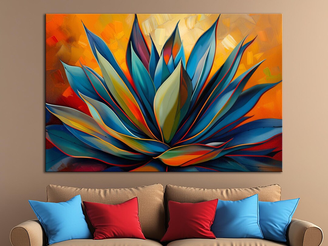 Abstract Agave Canvas Print: Colorful Desert Botanical Wall Art - Etsy
