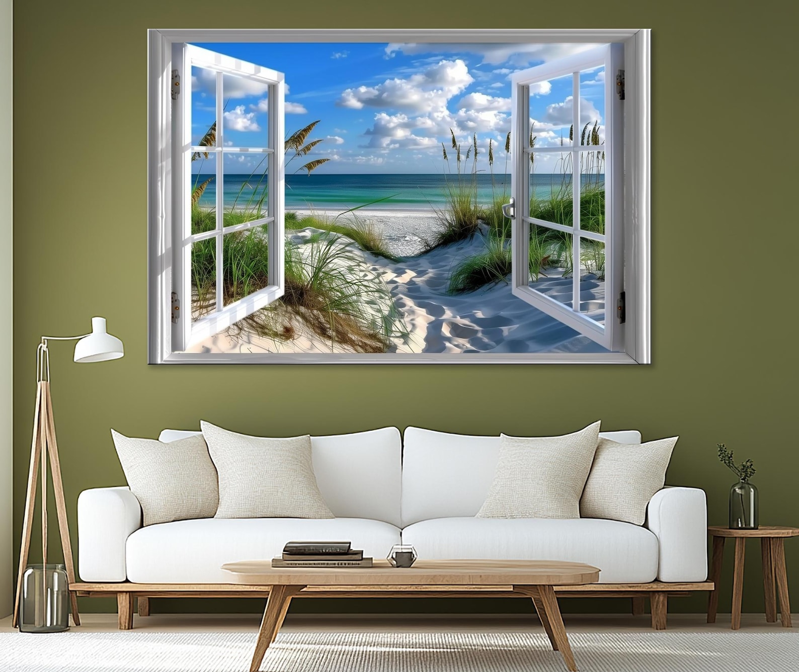 Beach View Canvas Print: Coastal Window Scene, Ready to Hang - Etsy