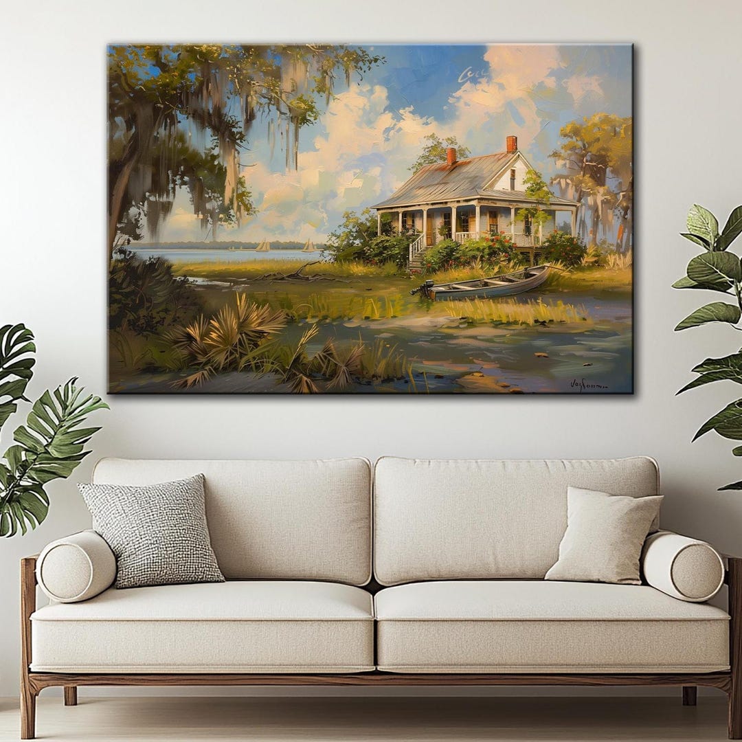 Southern Cottage Canvas Print: Rustic Lake House Swamp Decor - Etsy