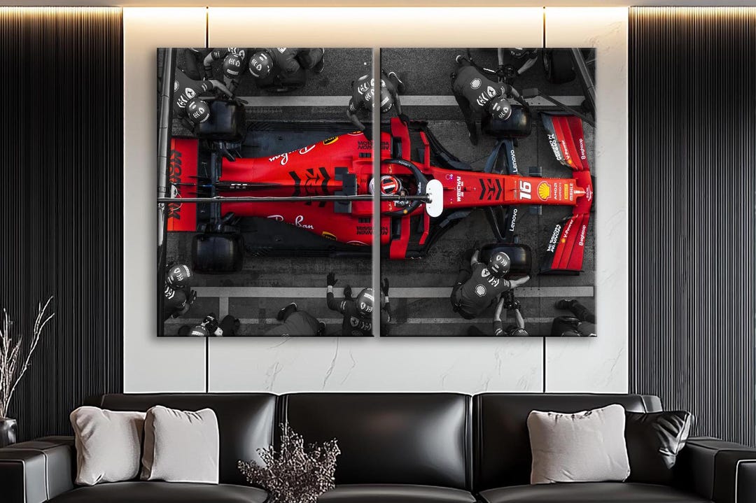 F1 сanvas Wall Art Pit Stop Print Canvas Red Racing Car Wall Art Sport ...