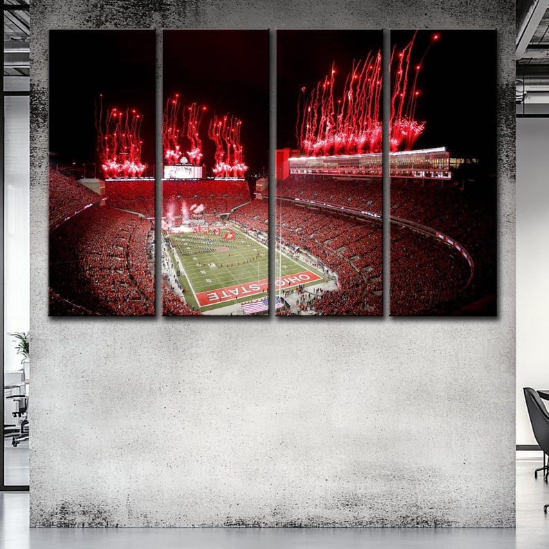 Ohio Stadium Night Game Art Football Fireworks Print College Sports ...