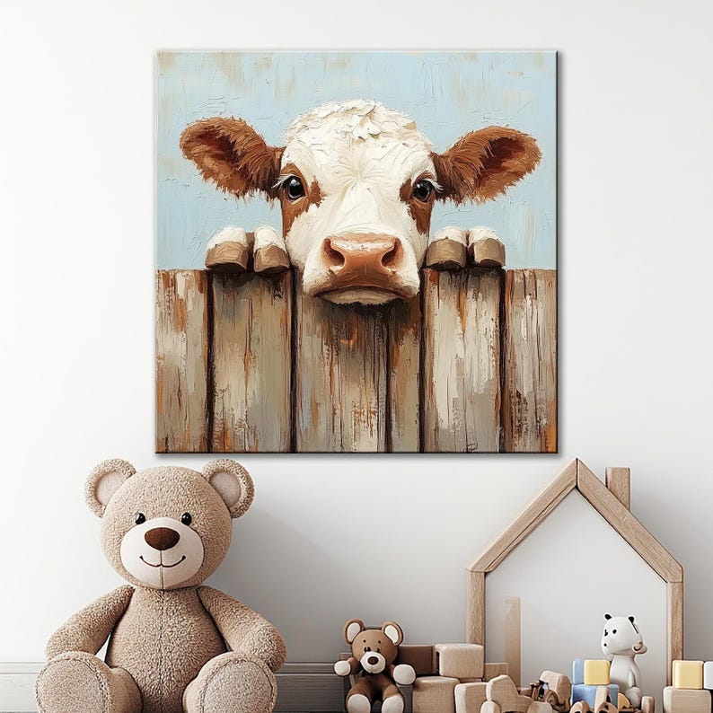 Calf Canvas Print: Rustic Farmhouse Nursery Wall Art - Etsy