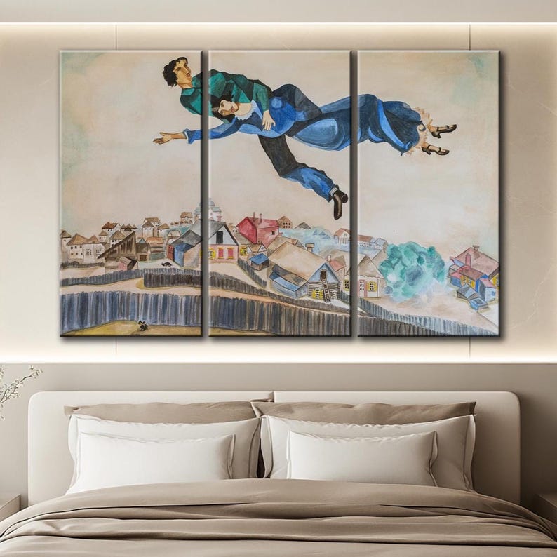 Marc Chagall "over the Town" Canvas Print: Surrealist Living Room Wall ...