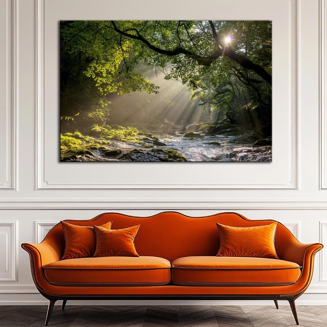 River Forest Landscape Canvas Print: Nature Wall Art, Ready to Hang - Etsy
