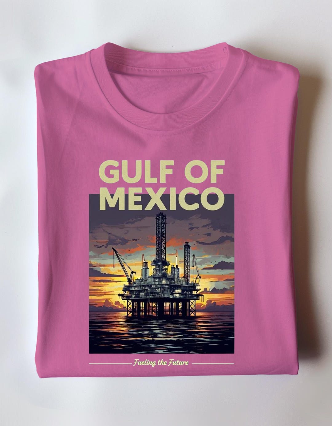 Gulf of Mexico Vintage Oil Rig T-shirt Retro Sunset Graphic Tee - Etsy