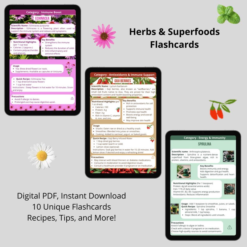 Plant Power: Educational Flashcards on Medicinal Herbs - Etsy