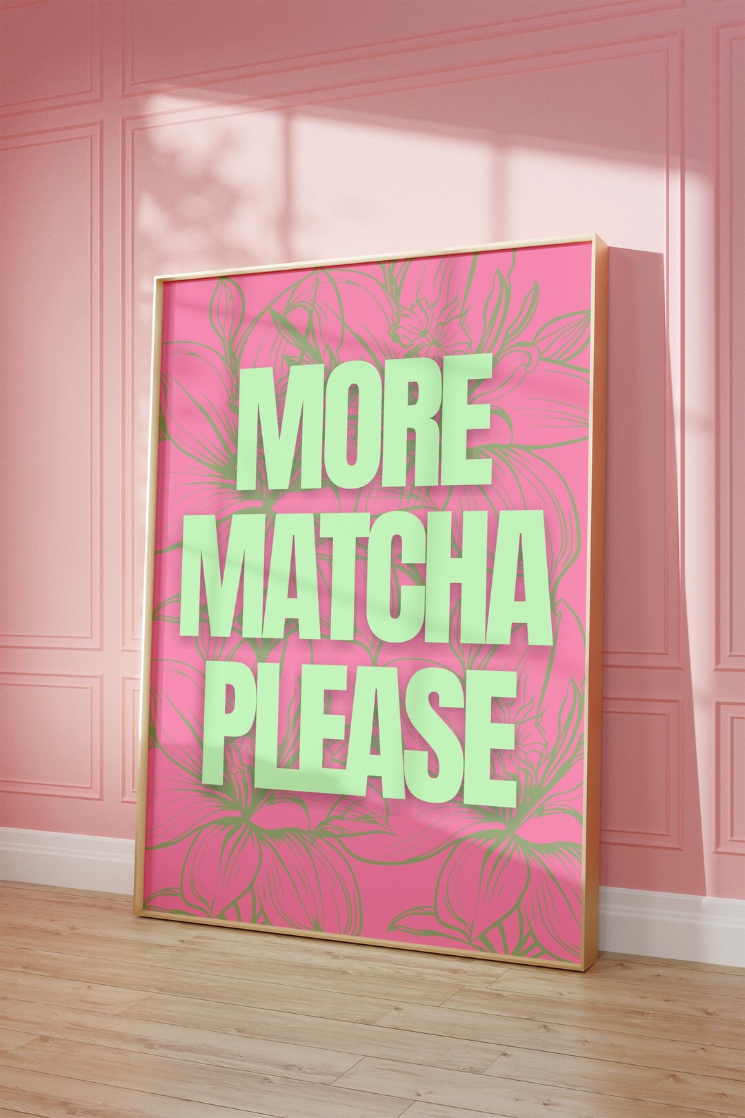 Matcha Wall Art Printable | Matcha Kitchen Decor | Pink Matcha Poster ...