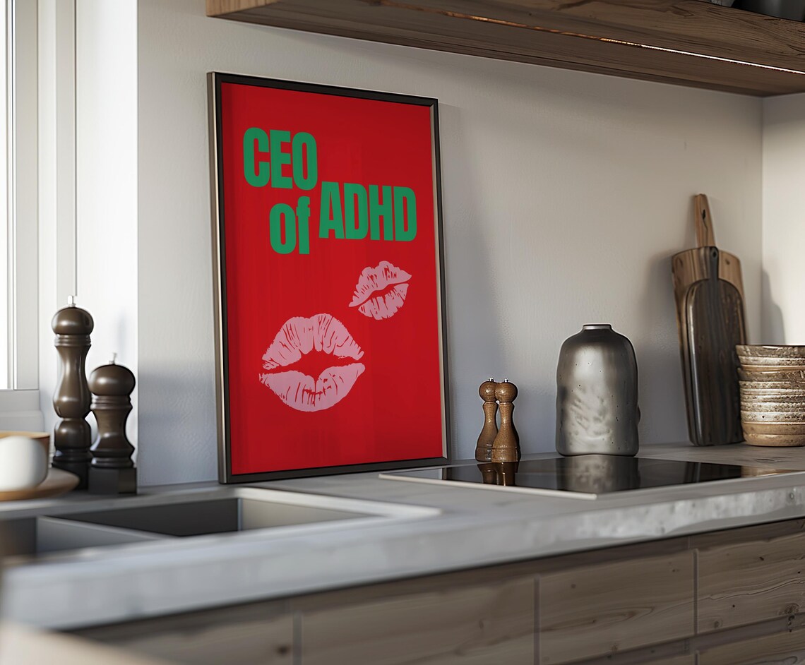 CEO of ADHD Digital Poster – Funny Bold ADHD Wall Art, Digital Download ...