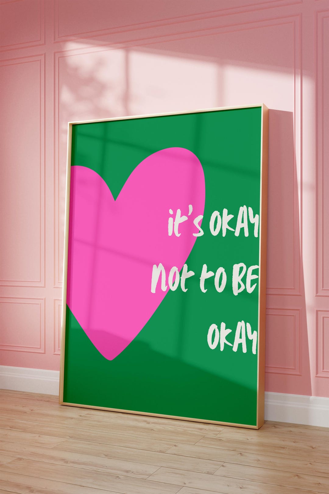 It's Okay Not to Be Okay Poster - Mental Health Wall Art, Pink Heart ...