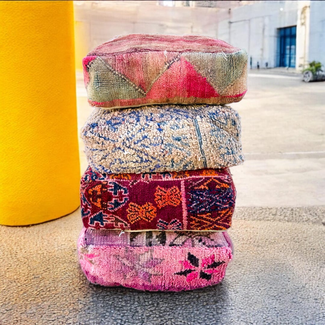 70% OFF Morocco Kilim Pouf, Outdoor Furniture Pouf, Vintage Moroccan ...