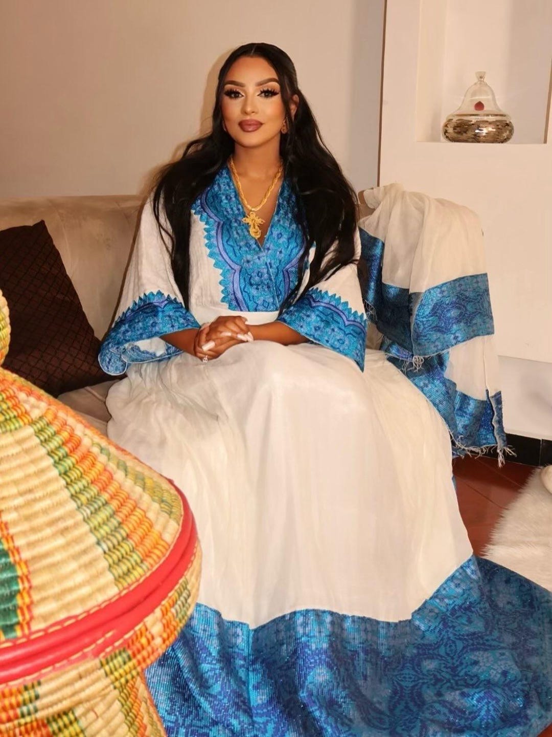 Ethiopian Cultural Dress, Zuria Habesha Tibeb, Ethiopian Traditional ...