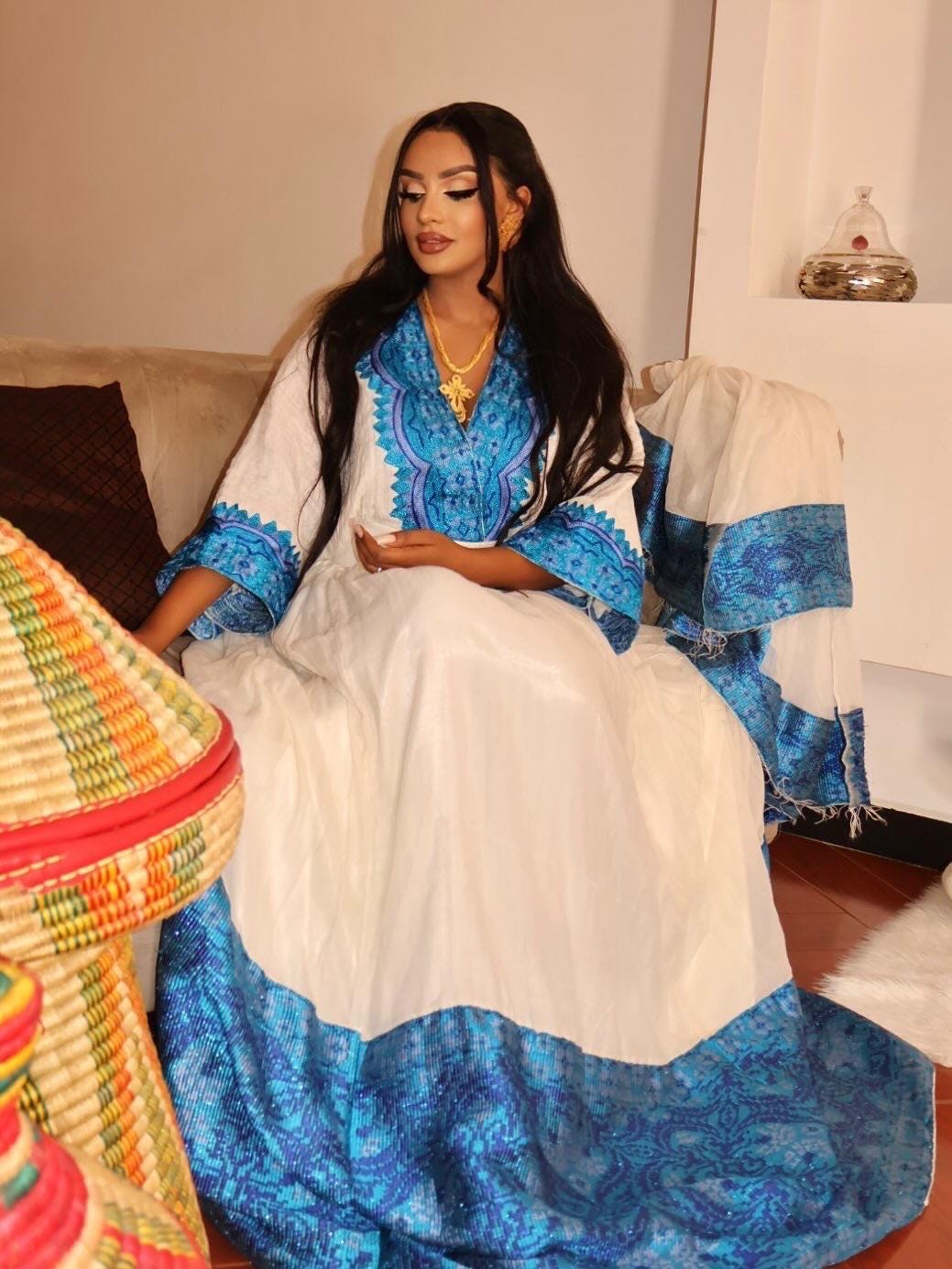 Ethiopian Cultural Dress, Zuria Habesha Tibeb, Ethiopian Traditional ...