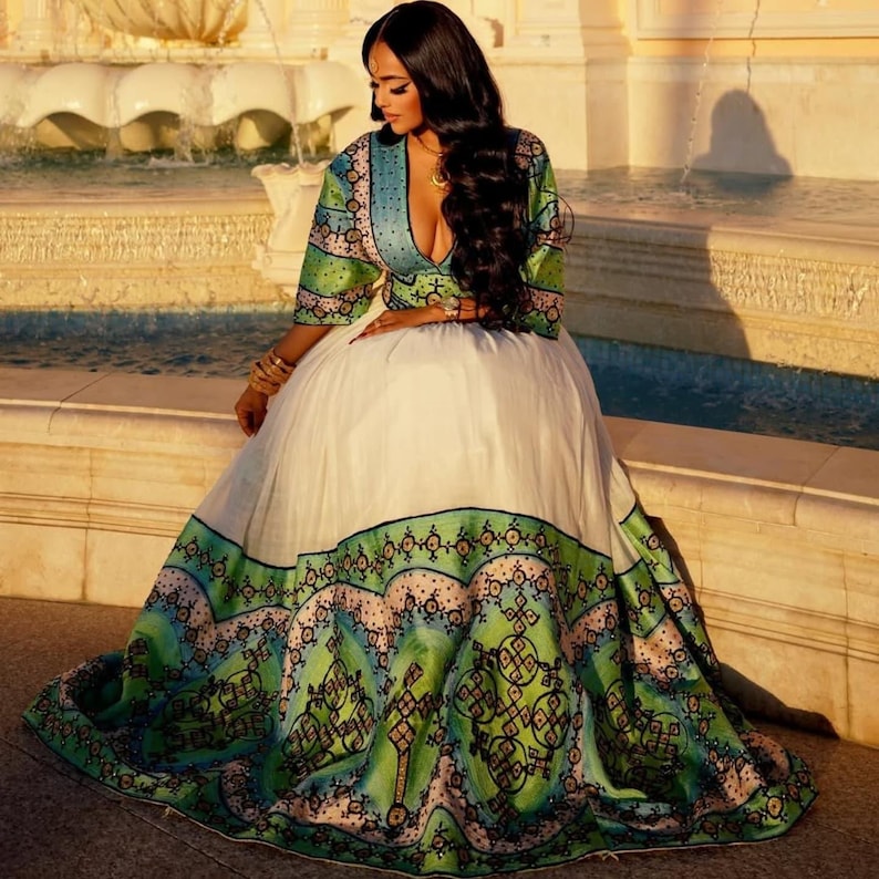 Handwoven Habesha Kemis: Ethiopian Wedding Dress, Custom Fit - Etsy