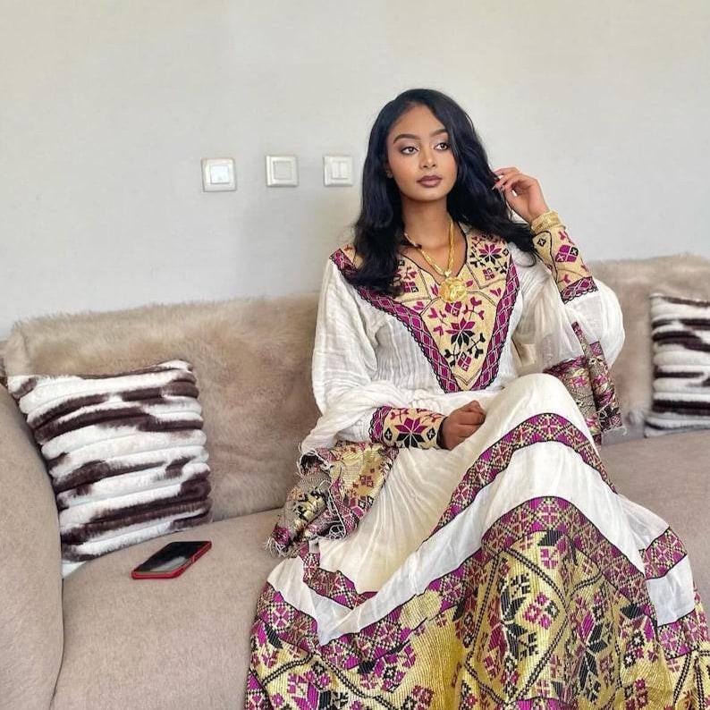 Ethiopian Cultural Dress, Zuria Saba Tibeb, Traditional Wedding Attire ...
