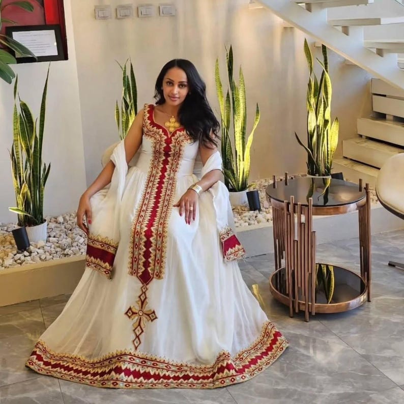 Handmade Habesha Kemis: Ethiopian Wedding Dress, Tibeb Embroidery - Etsy