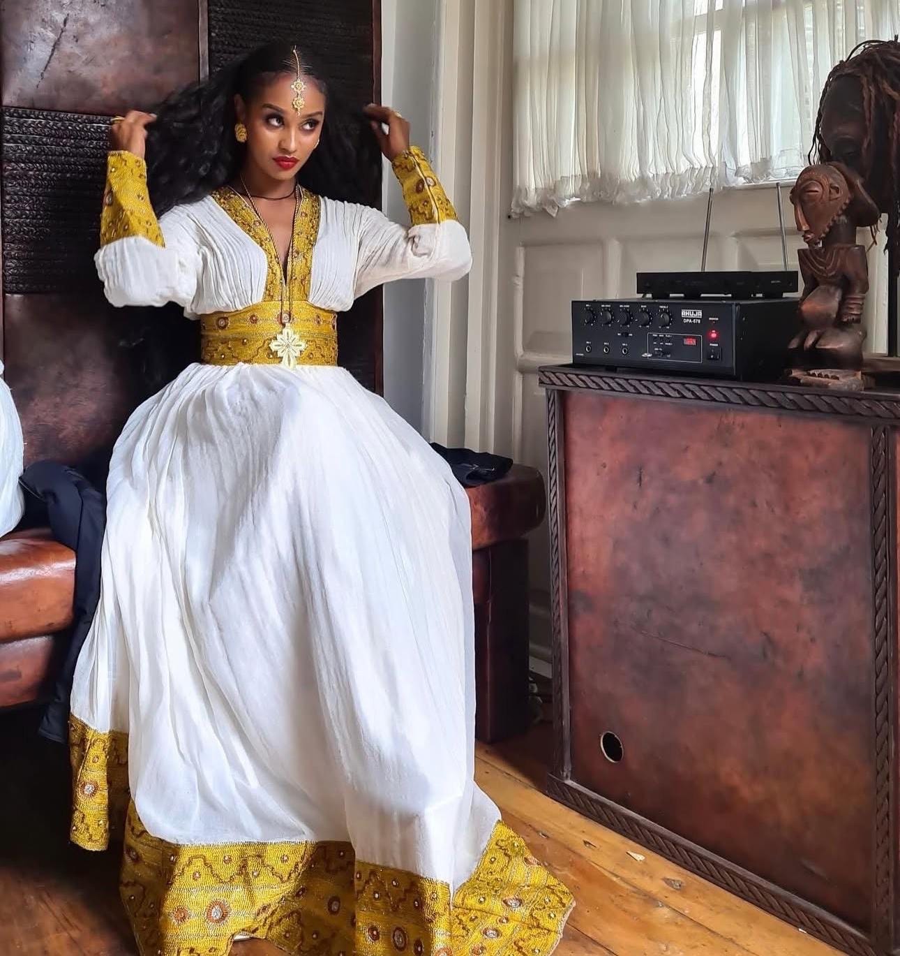 Ethiopian Cultural Dress, Zuria Habesha Tibeb, Ethiopian Traditional ...