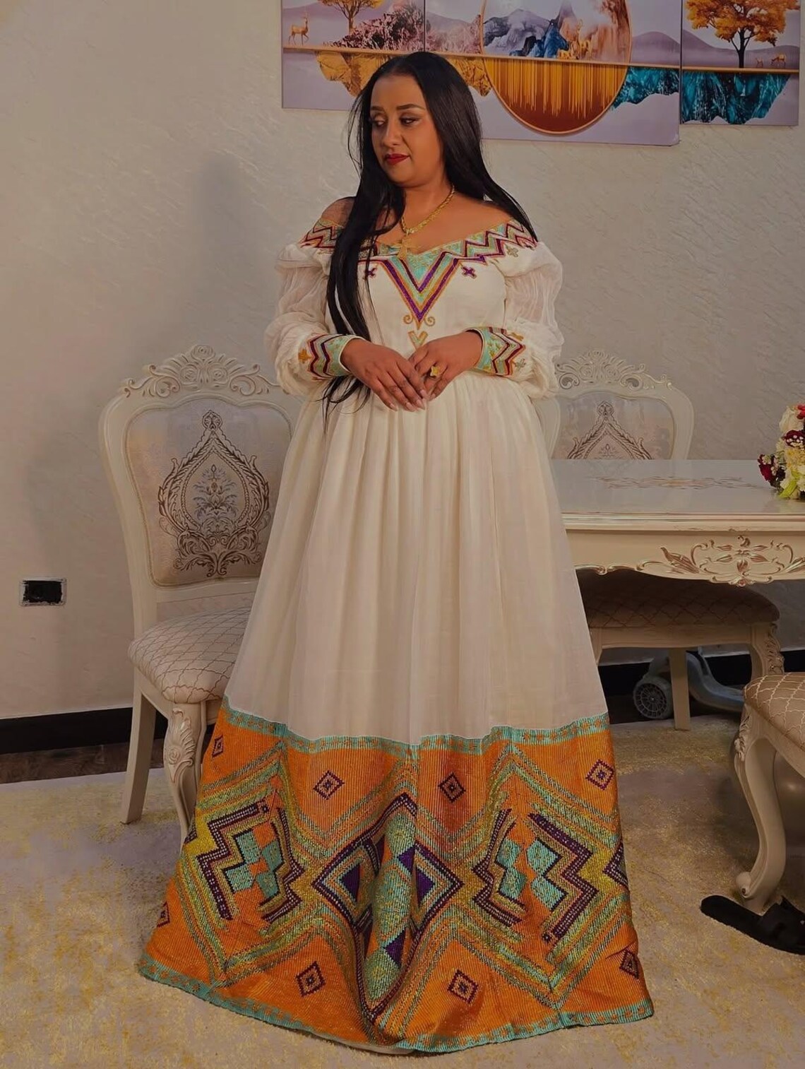 Ethiopian Cultural Dress, Zuria Habesha Tibeb, Ethiopian Traditional ...