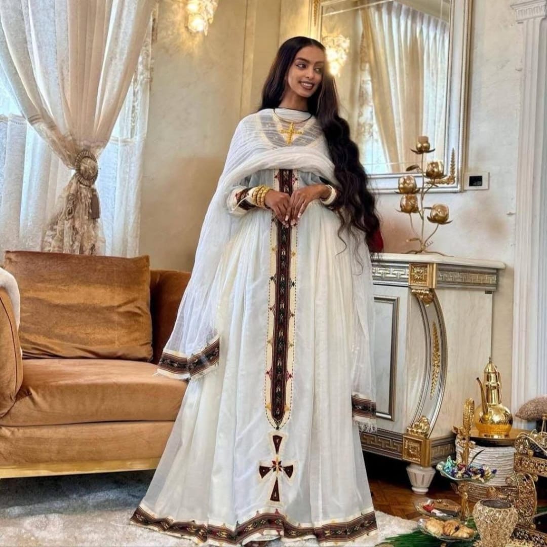 Ethiopian Cultural Dress, Zuria Habesha Tibeb, Ethiopian Traditional ...