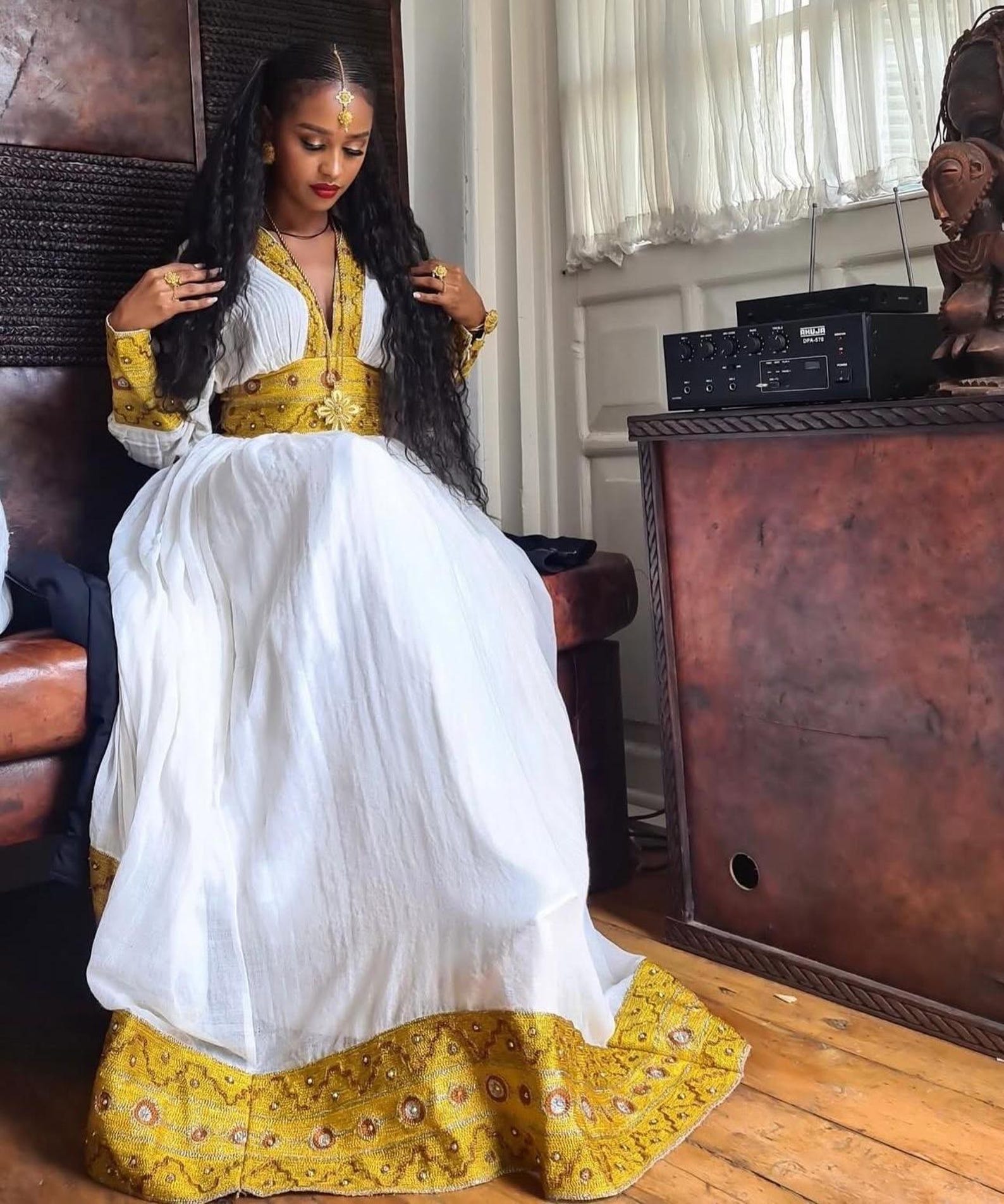 Ethiopian Cultural Dress, Zuria Habesha Tibeb, Ethiopian Traditional ...