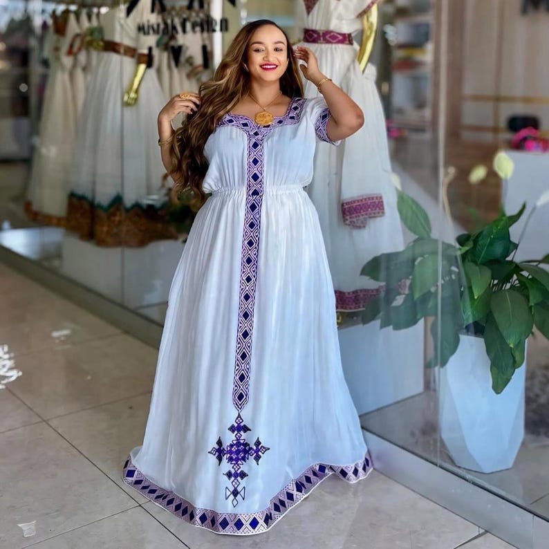 Ethiopian Cultural Dress, Zuria Habesha Tibeb, Ethiopian Traditional ...