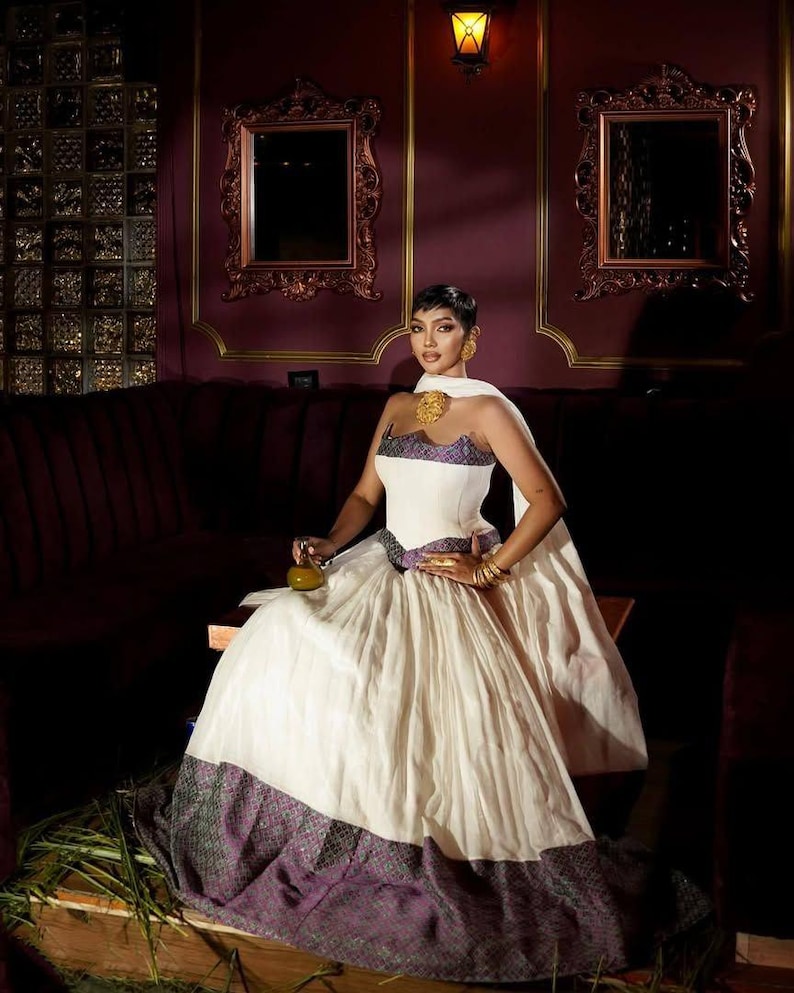 Custom Made Zuria Habesha Kemis, New Green Menen Eritrean & Ethiopian ...