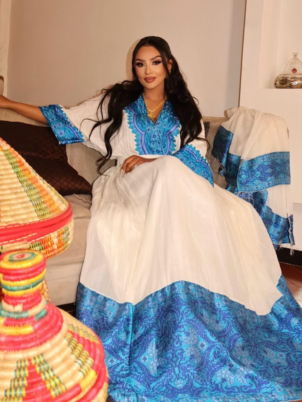 Ethiopian Cultural Dress, Zuria Habesha Tibeb, Ethiopian Traditional ...