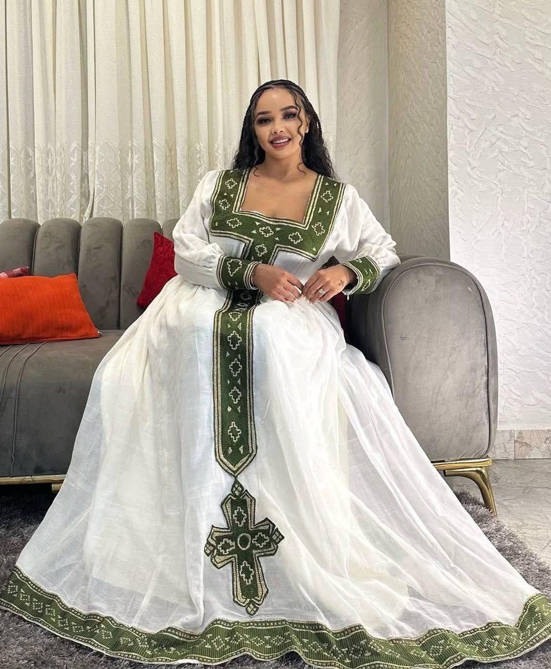 New Ethiopian Cultural Dress, Zuria Habesha Tibeb Kemis, Traditional ...