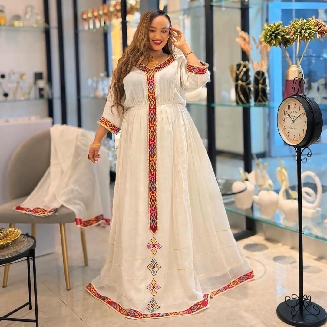 Ethiopian Cultural Dress, Zuria Habesha Tibeb, Ethiopian Traditional ...