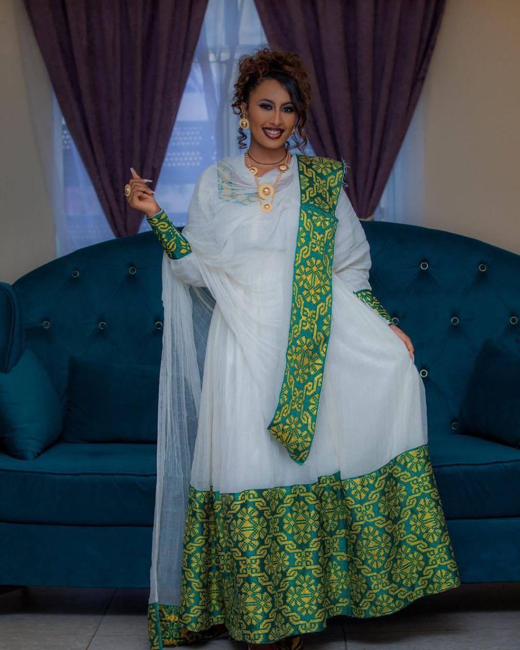 Ethiopian Cultural Dress, Zuria Habesha Tibeb, Ethiopian Traditional ...