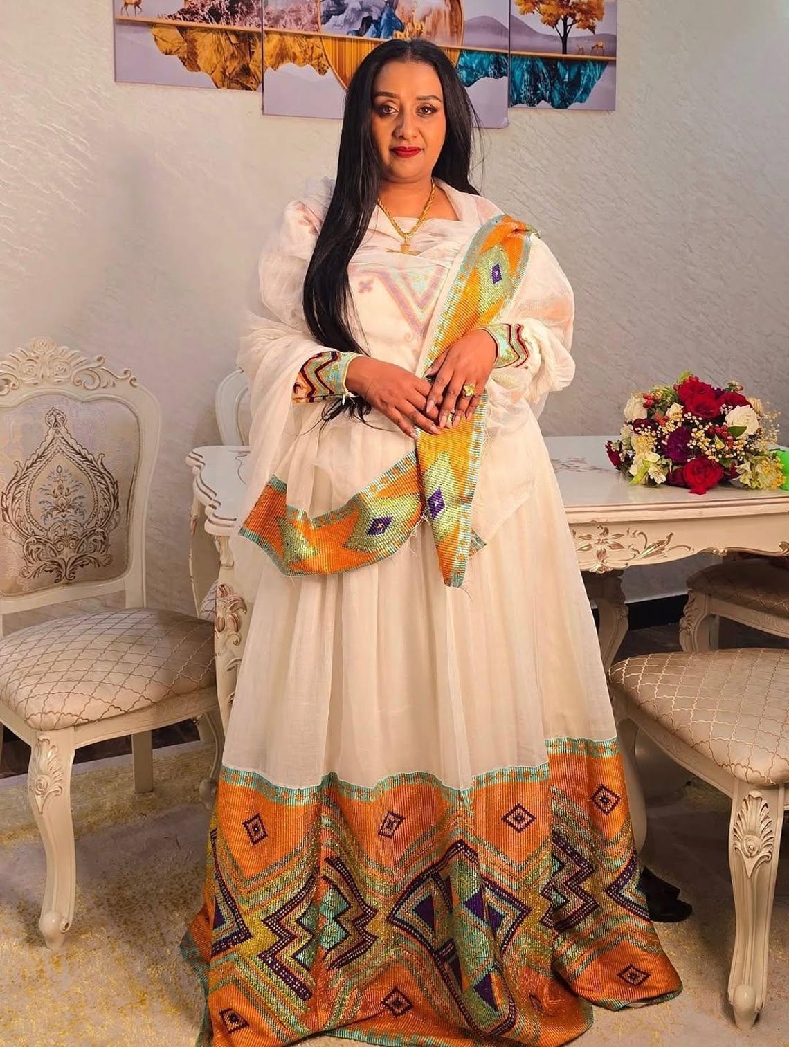 Ethiopian Cultural Dress, Zuria Habesha Tibeb, Ethiopian Traditional ...