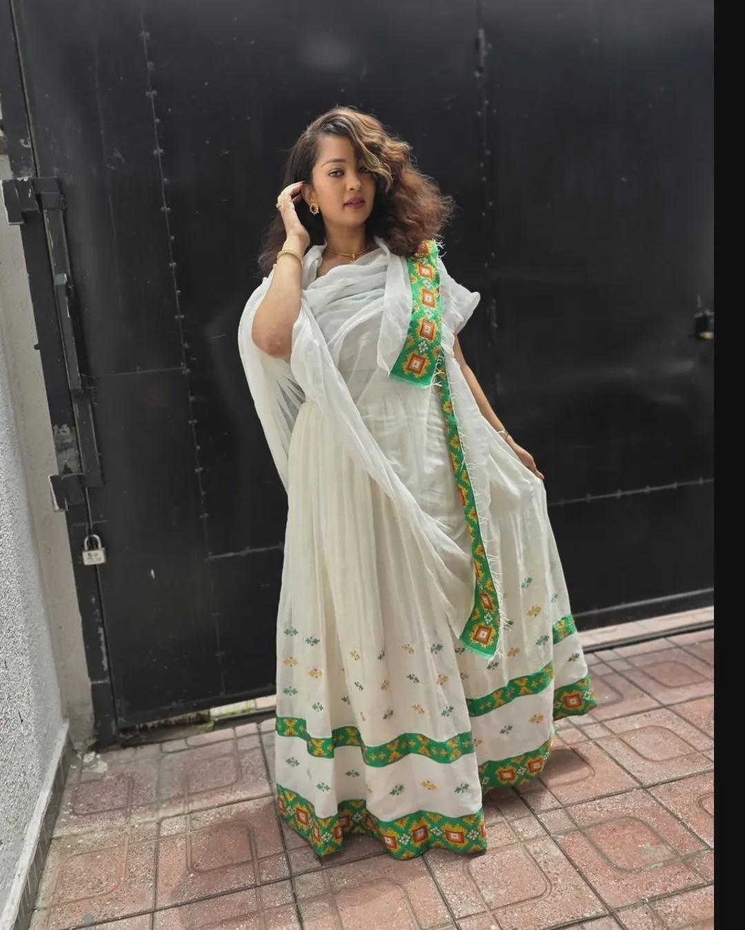 Handwoven Green Zuria Kemis | Saba Menen Habesha Dress | Ethiopian ...
