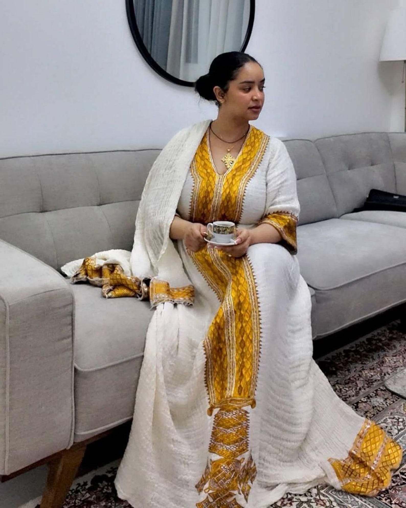 Ethiopian Cultural Dress, Zuria Habesha Tibeb, Ethiopian Traditional ...