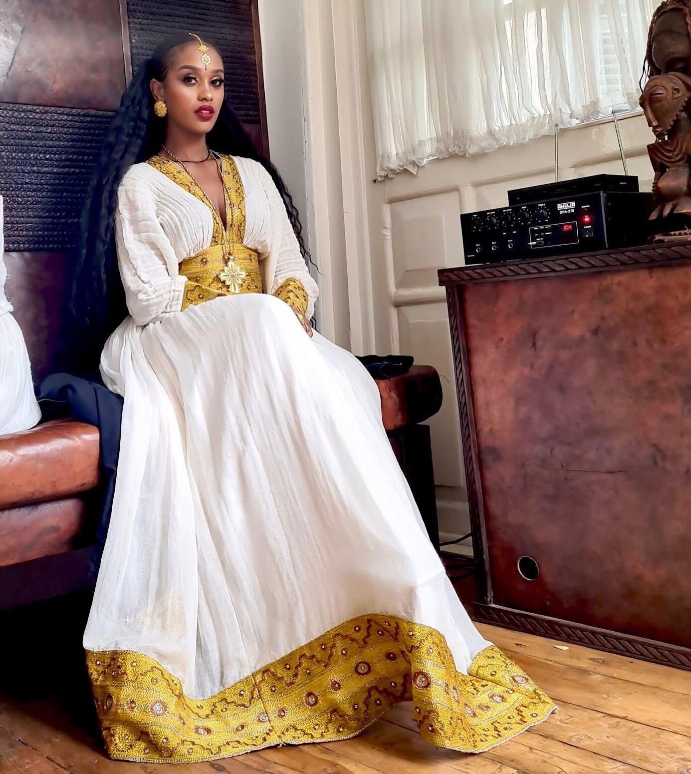 Ethiopian Cultural Dress, Zuria Habesha Tibeb, Ethiopian Traditional ...