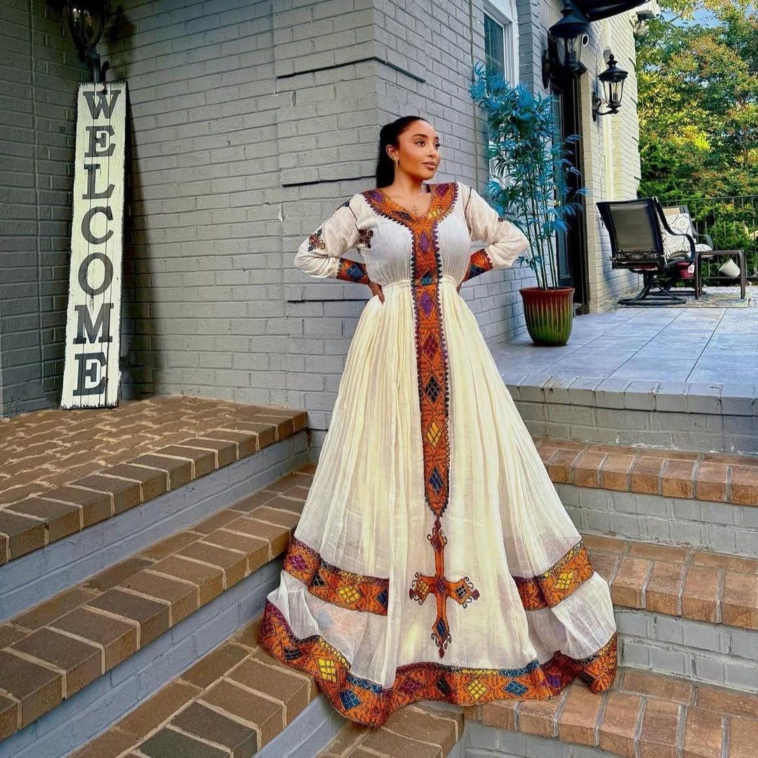 Ethiopian Cultural Dress, Zuria Habesha Tibeb, Ethiopian Traditional ...