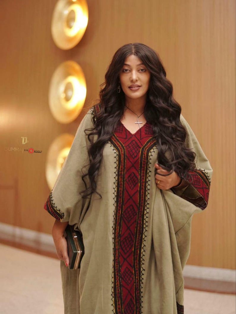 Custom Made Zuria Habesha Kemis, New Green Menen Eritrean & Ethiopian ...