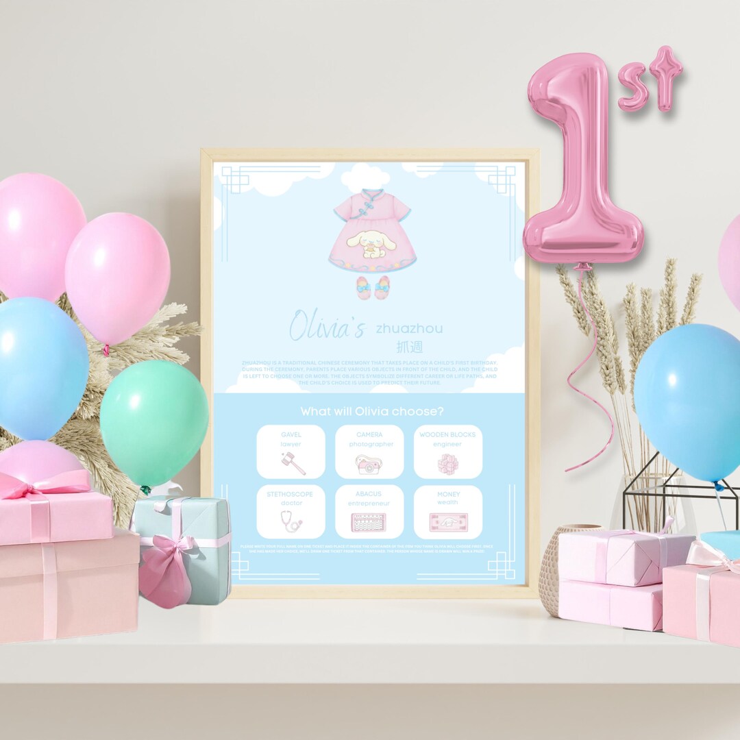 Cinna Bunny Zhuazhou Sign for Chinese First Birthday - Etsy
