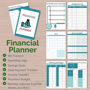 Printable Financial Planner, Budget Binder, Paycheck Budget, Savings ...